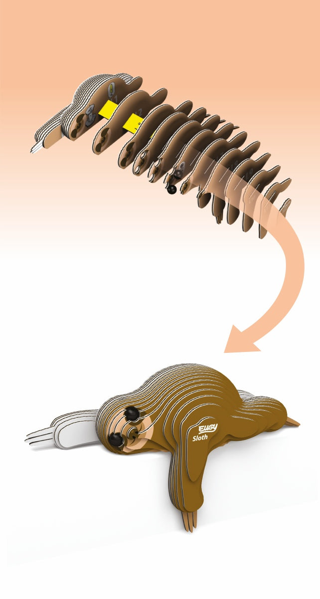 Eugy Sloth 3D Cardboard Model Kit – Primary Colours - Lyme Regis, Dorset